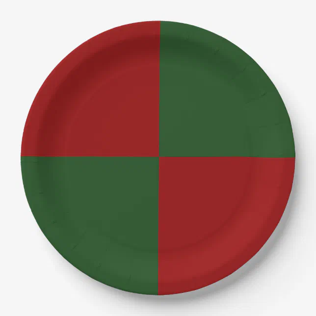 Red and Green Rectangles Paper Plates | Zazzle