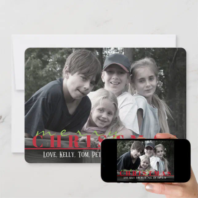 Red and green stripe Double Sided Photo Card | Zazzle