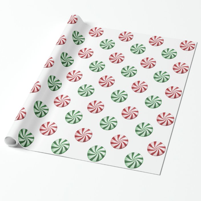 Red and Green Striped Peppermint Candies Gift Wrap | Zazzle.com
