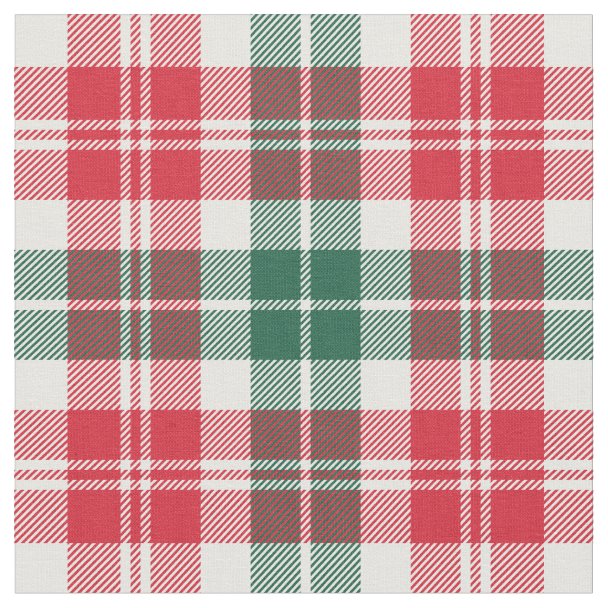 HOLIDAY PLAID Red Green Fabric | Zazzle