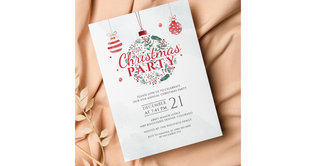 Red and Green Trendy Christmas Holiday Party Invitation Postcard | Zazzle