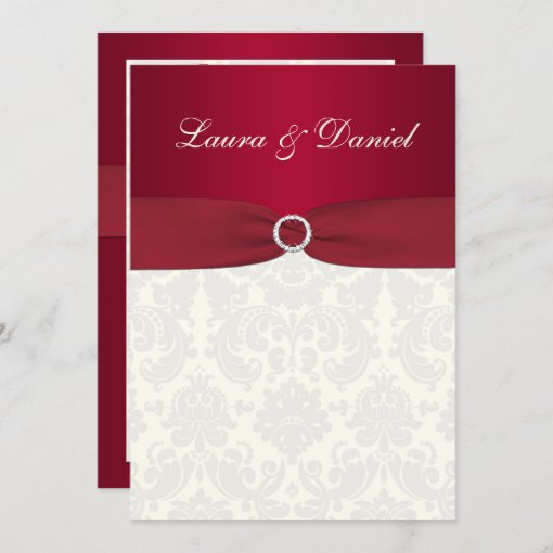 Red and Ivory Damask Wedding Invitation | Zazzle
