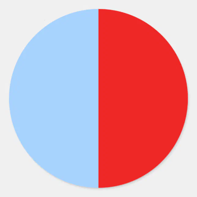 Red and Light Blue Color Block Classic Round Sticker | Zazzle