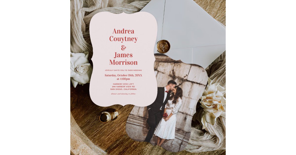 Red and Light Pink Wedding Invitation | Zazzle