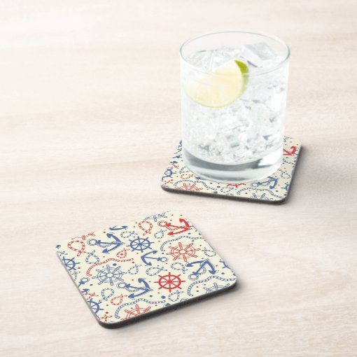 Red and navy background with anchor beverage coaster | Zazzle Red and navy background with anchor beverage coaster | Zazzle