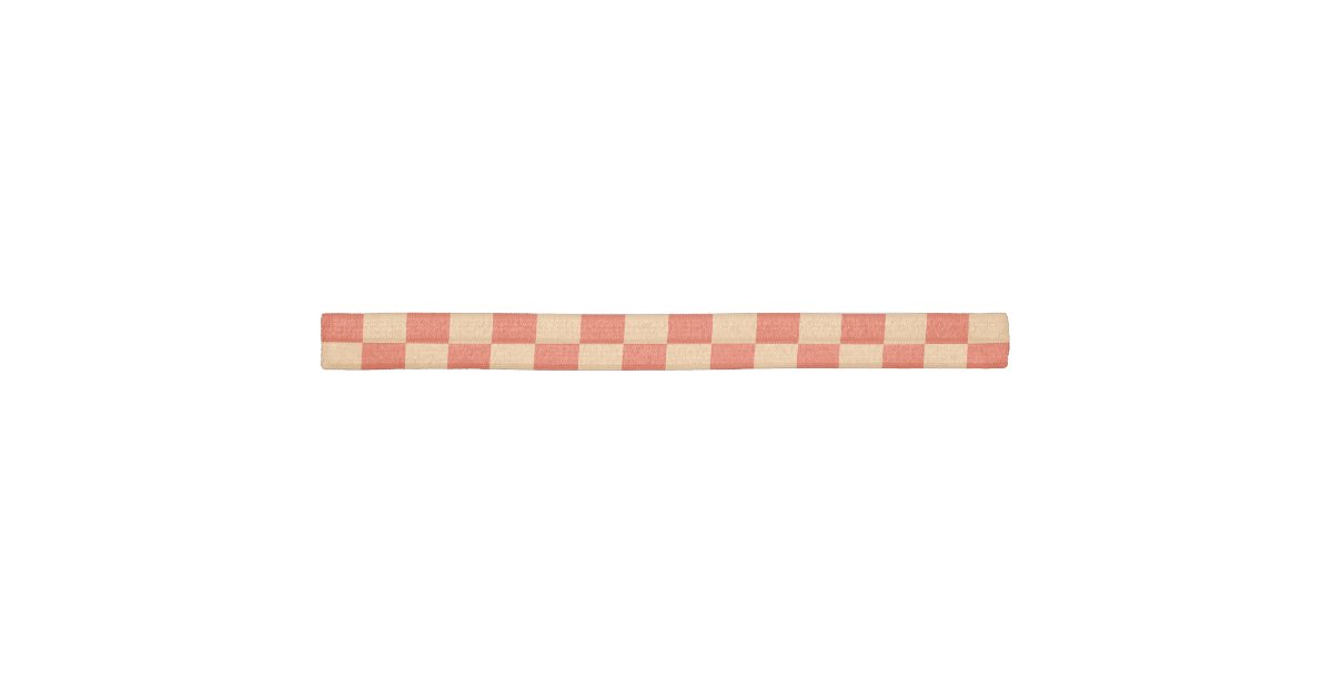 Red and Peach Check Checkered Checkerboard Pattern Elastic Hair Tie ...