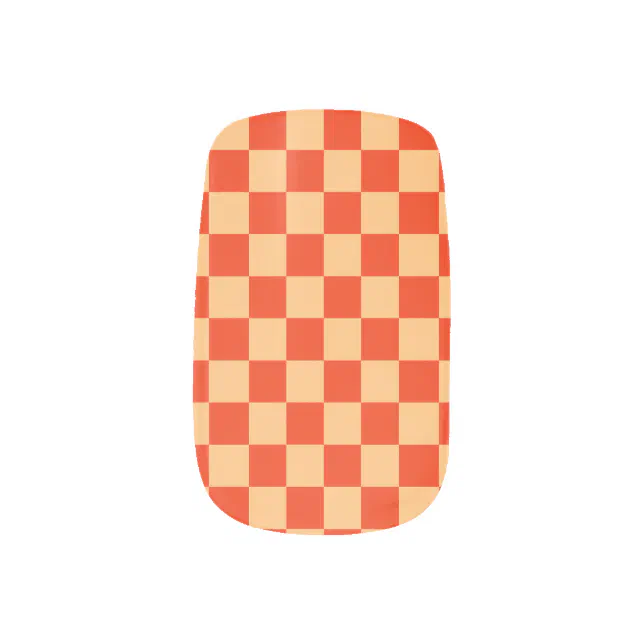 Red and Peach Check Checkered Checkerboard Pattern Minx Nail Art | Zazzle