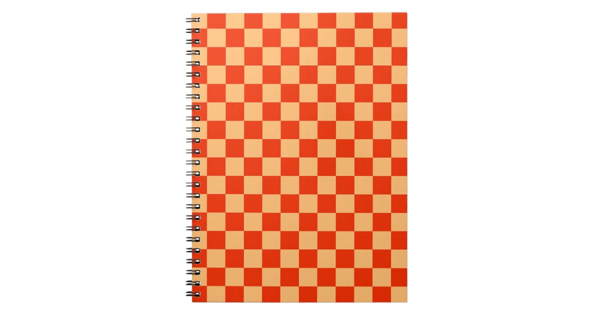 Red and Peach Check Checkered Checkerboard Pattern Notebook | Zazzle