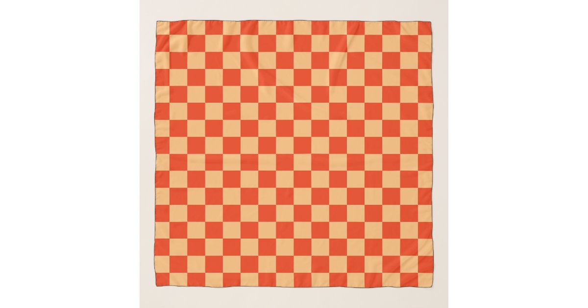 Red and Peach Check Checkered Checkerboard Pattern Scarf | Zazzle