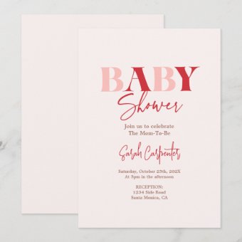 Red and Pink Baby Shower Invitation | Zazzle
