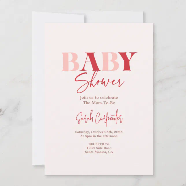 Red and Pink Baby Shower Invitation | Zazzle