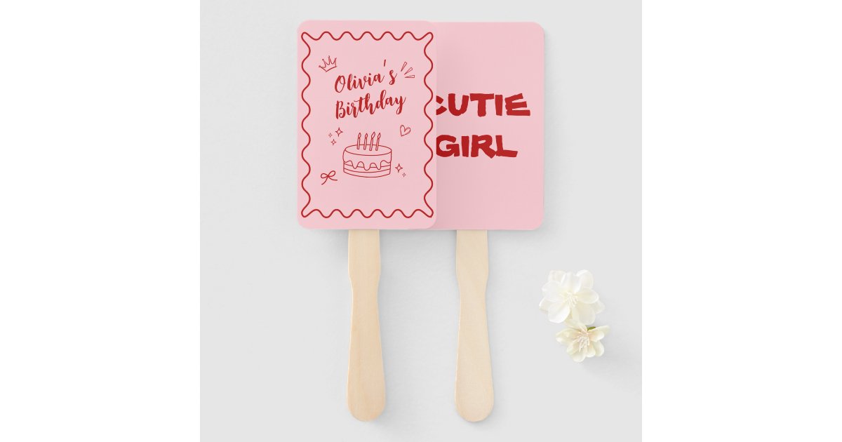 Red and Pink Birthday Hand Fan | Zazzle