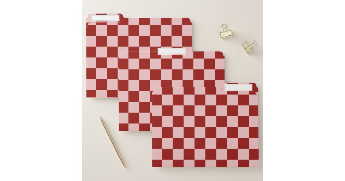 Red and Pink Checkerboard File Folder | Zazzle