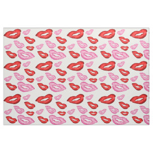 Simple Pinkish Red Lip Print Fabric by the Yard | Zazzle