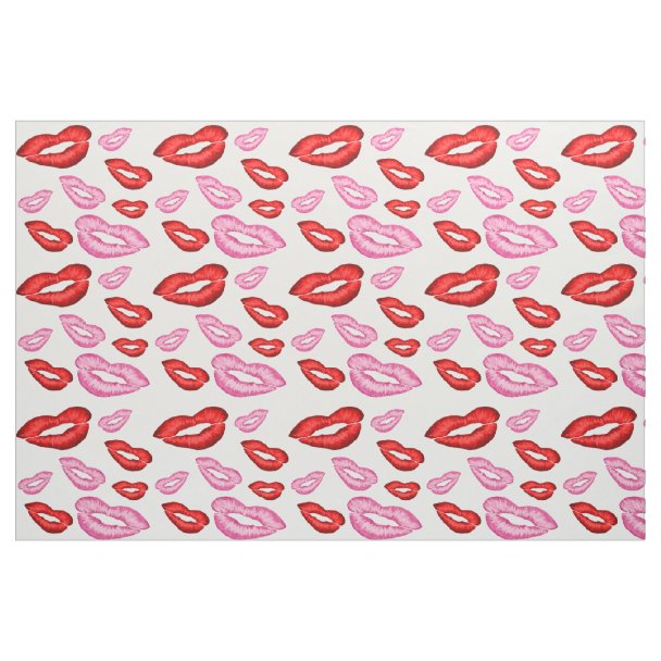 Simple Pinkish Red Lip Print Fabric by the Yard | Zazzle