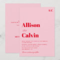 red and pink modern text wedding invitation | Zazzle