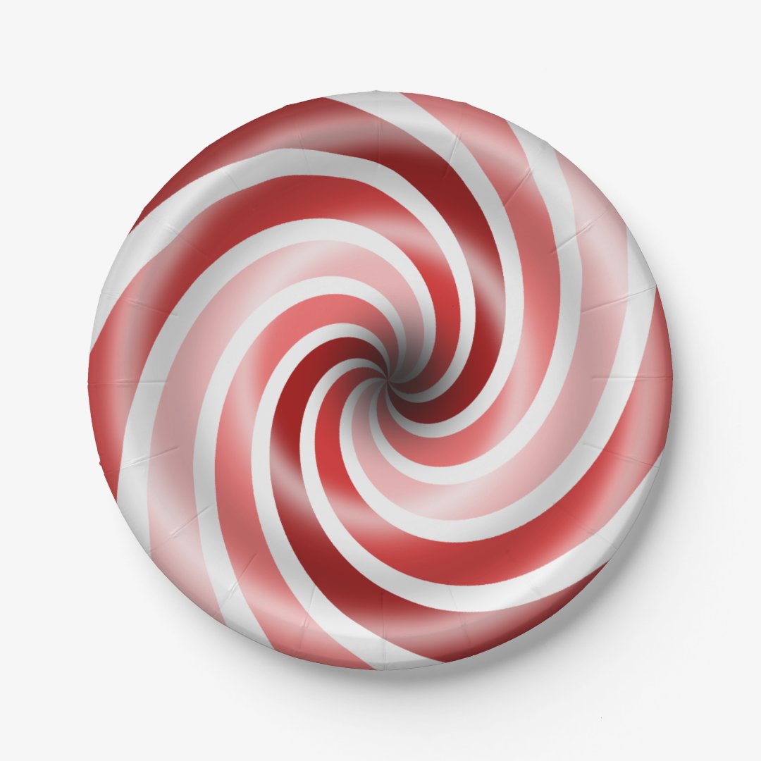Red And Pink Peppermint Swirls 7 Inch Paper Plate | Zazzle