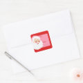 Red and Pink Santa Claus Christmas To From Square Sticker | Zazzle