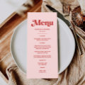 Red and Pink Valentine Wedding Menu | Zazzle