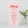 Red and Pink Valentine Wedding Menu | Zazzle