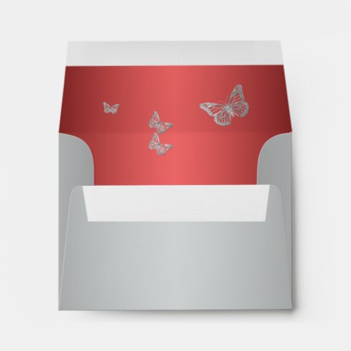 Red and Silver Floral A2 Envelope for RSVP Card | Zazzle