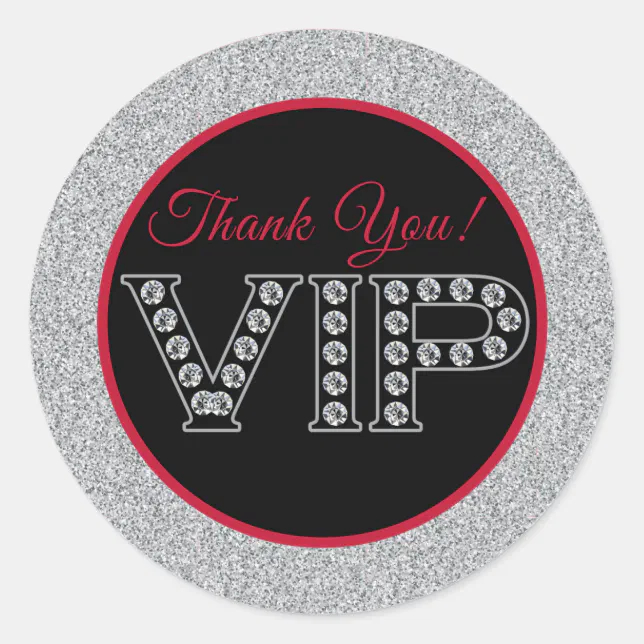 Red and Silver Glitter, VIP Stickers | Zazzle