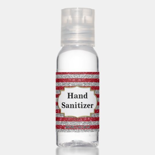 Red And Silver Stripe Pattern Hand Sanitizer | Zazzle