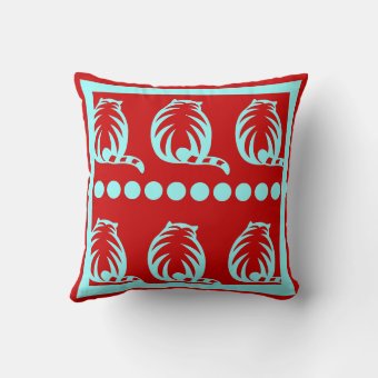 RED and teal CATS modern pillow | Zazzle