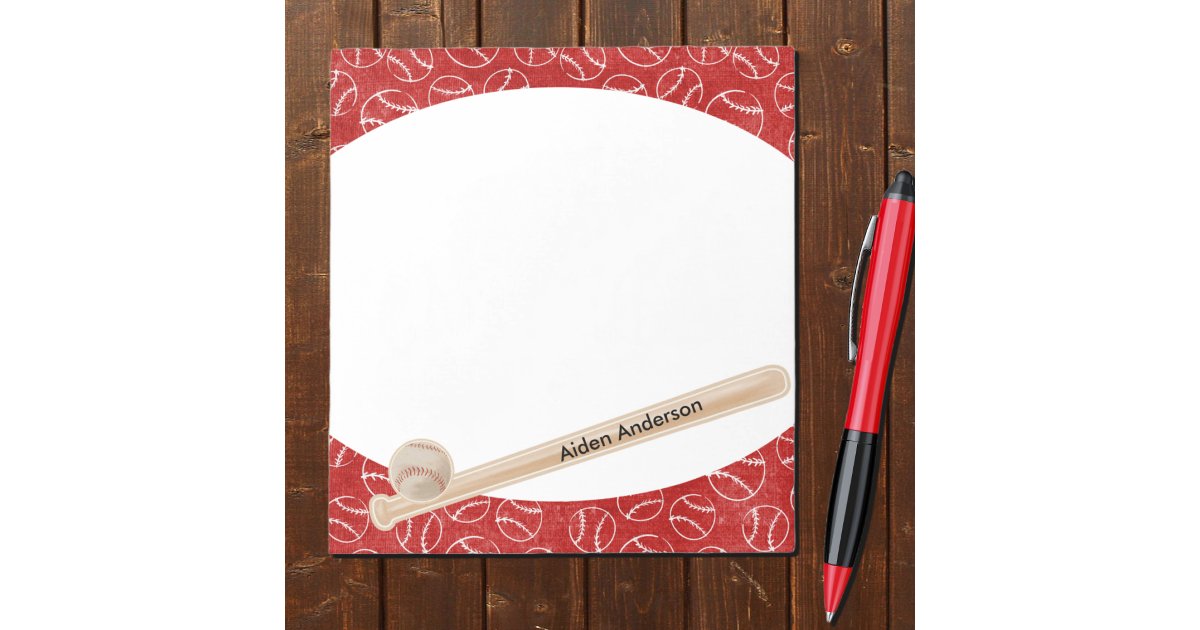 Red and White Baseball Print Notepad | Zazzle