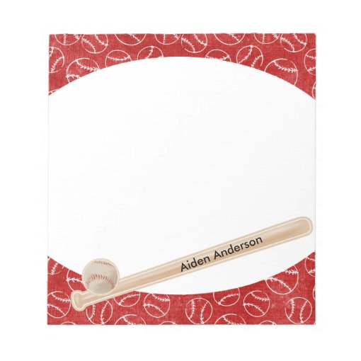 Red and White Baseball Print Notepad | Zazzle
