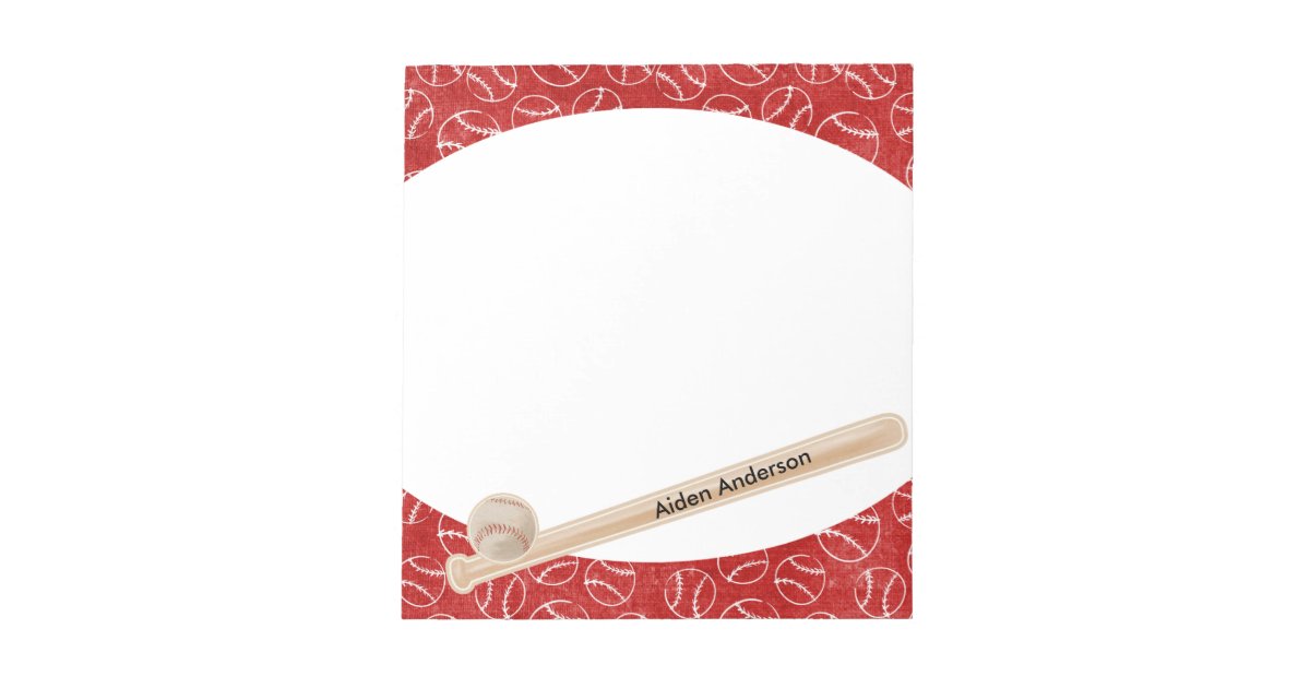 Red and White Baseball Print Notepad | Zazzle.com