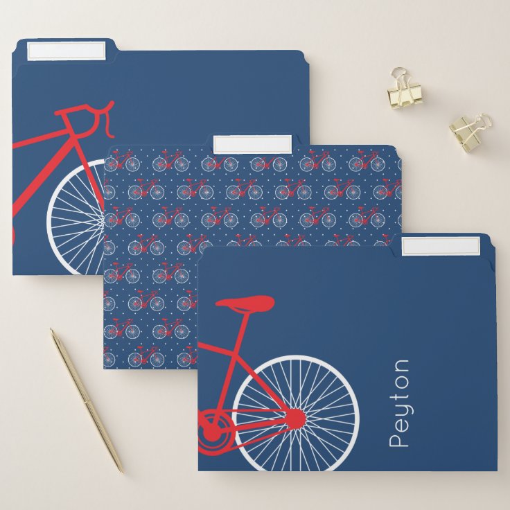 Red and White Bicycle File Folder | Zazzle