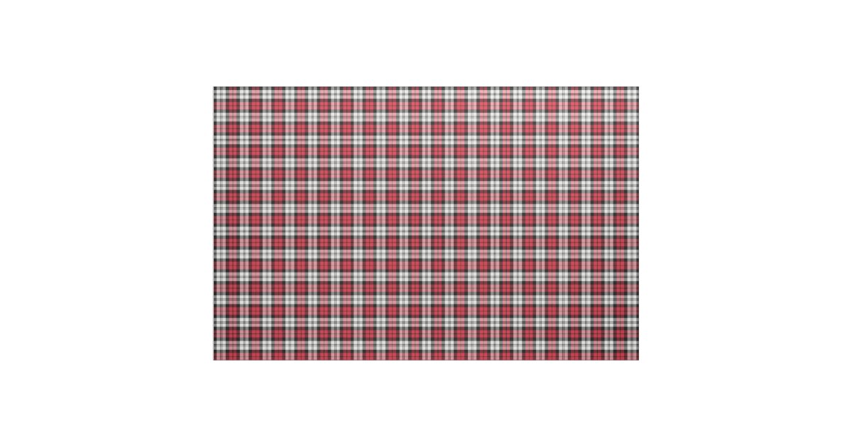 Red and White Black Watch Tartan Plaid Holiday Fabric | Zazzle