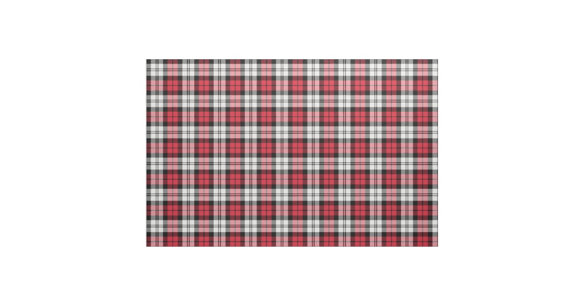 Red and White Black Watch Tartan Plaid Holiday Fabric | Zazzle