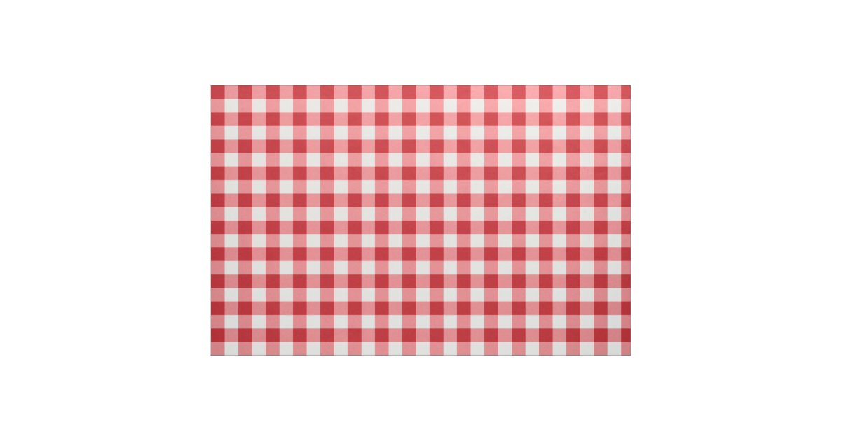 Red and White Buffalo Check Fabric | Zazzle