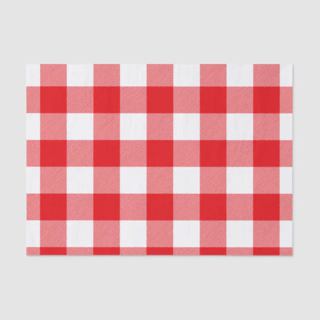 Red and White Buffalo Check Pattern Tissue Paper | Zazzle