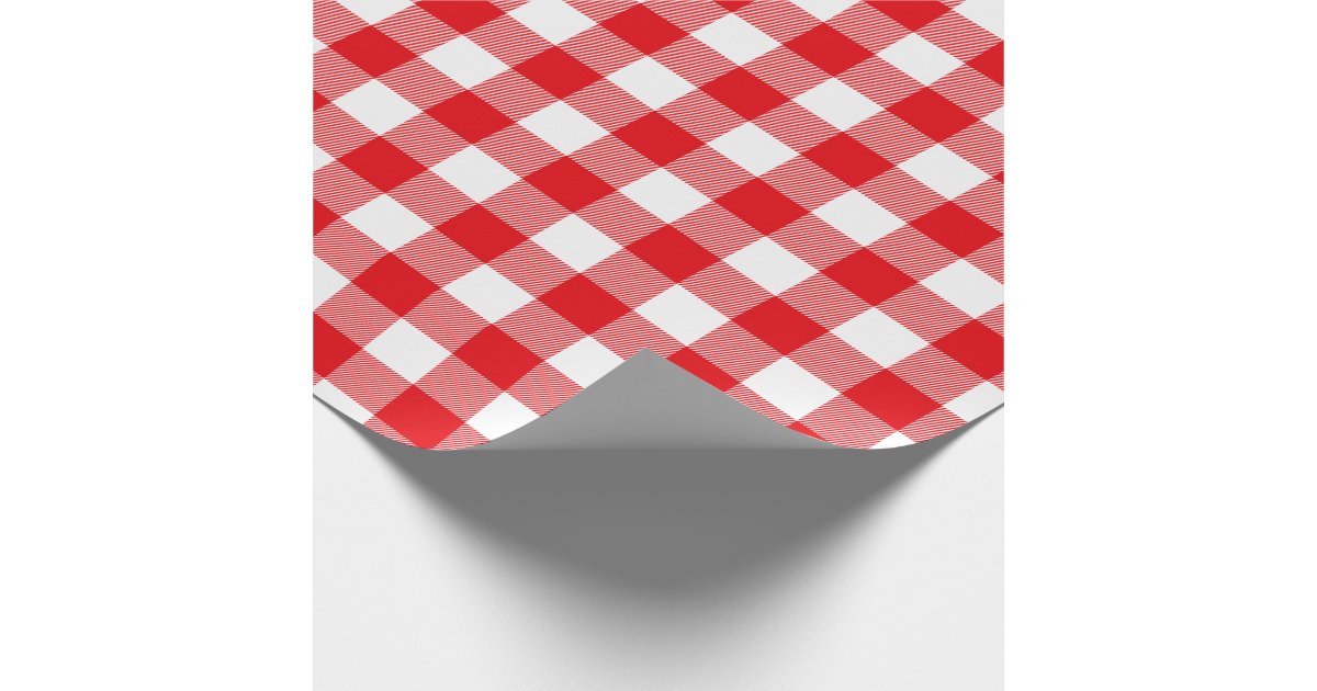 Red and White Buffalo Check Pattern Wrapping Paper | Zazzle
