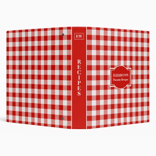 Red and White Buffalo Plaid Recipe 3 Ring Binder | Zazzle