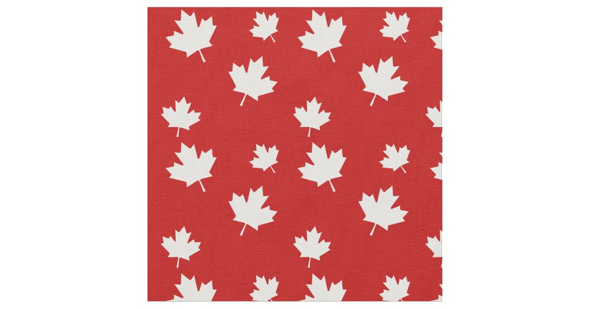 Red and White Canadian Flag Maple Leaf Pattern Fabric | Zazzle