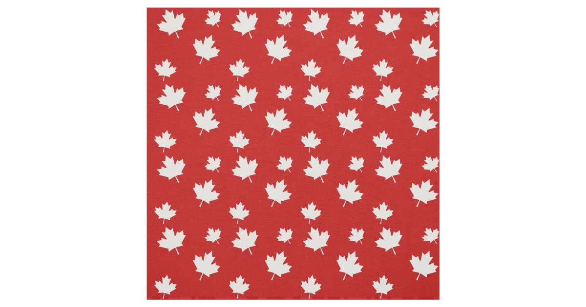 Red and White Canadian Flag Maple Leaf Pattern Fabric | Zazzle