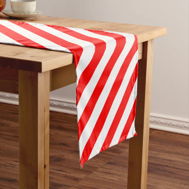 Red and White Candy Stripe Holiday Table Runner | Zazzle