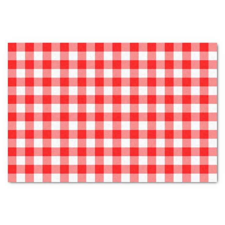 Red and White Check Plaid Tissue Paper | Zazzle