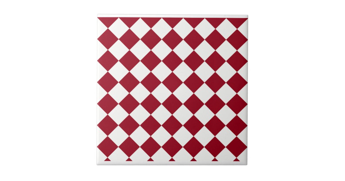 Red and White Checker Design Tile | Zazzle