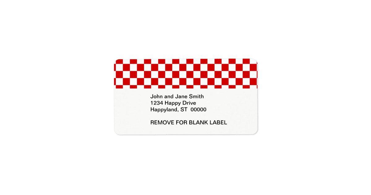 Red and White Checker Pattern Label | Zazzle