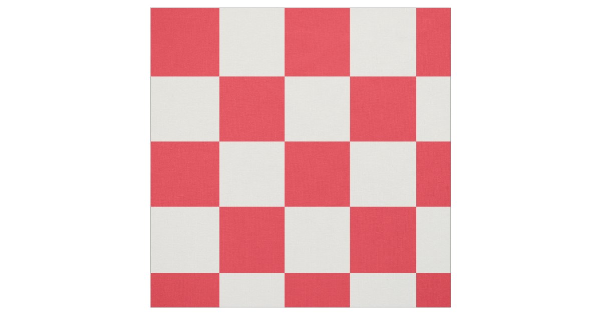 Red and white checkerboard pattern fabric | Zazzle