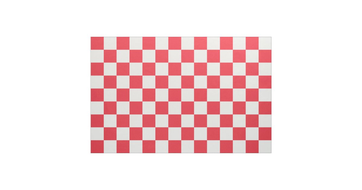 Red and white checkerboard pattern fabric | Zazzle