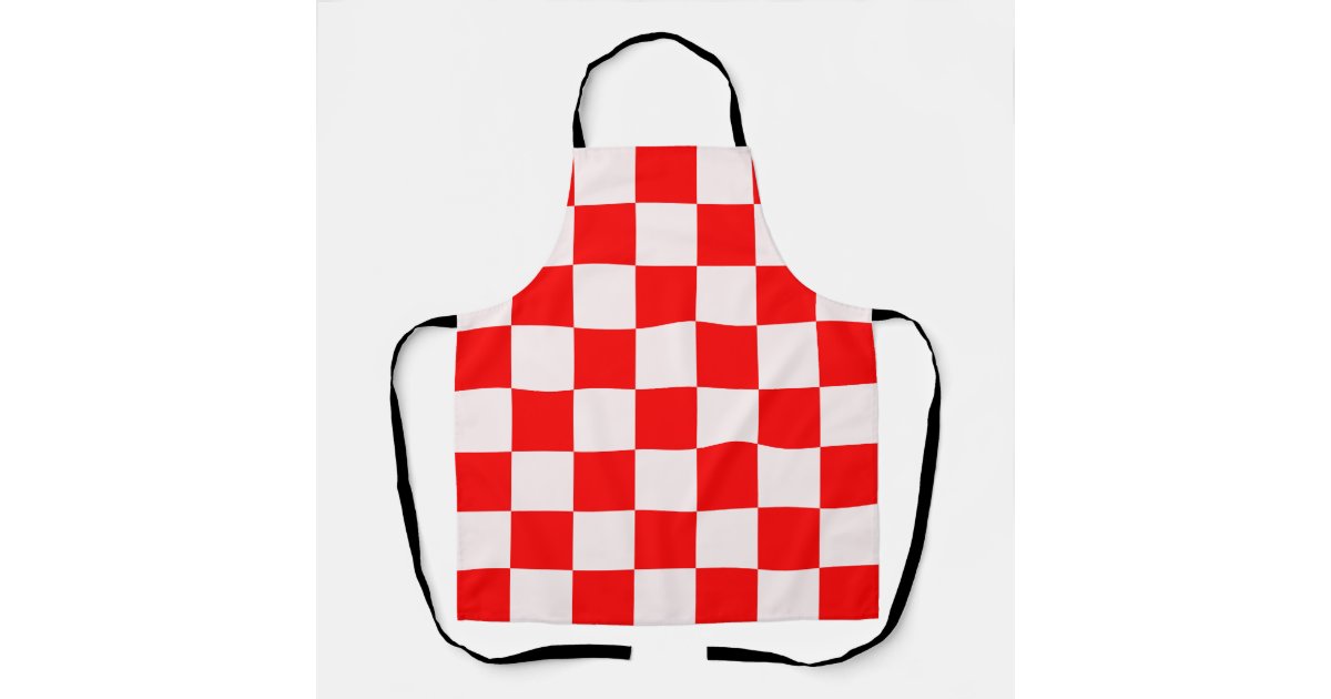 Red and White Checkered Pattern Apron | Zazzle