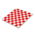 Red and White Checkered Pattern Ceramic Tile | Zazzle