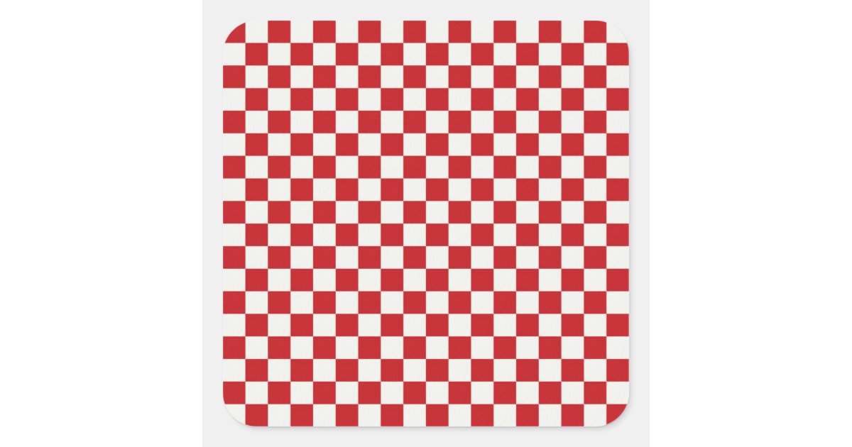 Red and White Checkered Pattern Country BBQ Colors Square Sticker | Zazzle