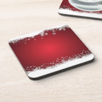 Red And White Christmas Pattern Beverage Coaster | Zazzle